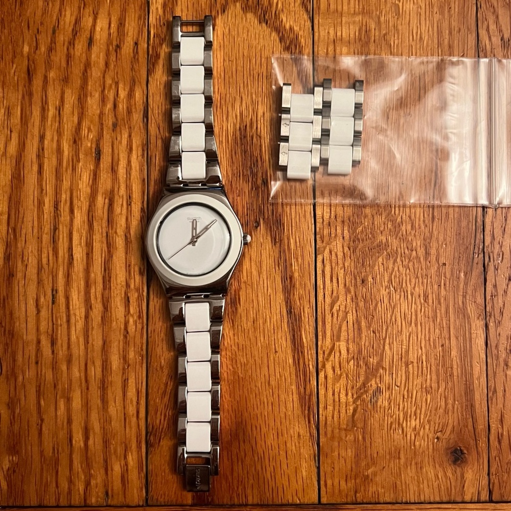Swatch Irony White Ceramic Stainless Steel Quartz Wat… - Gem